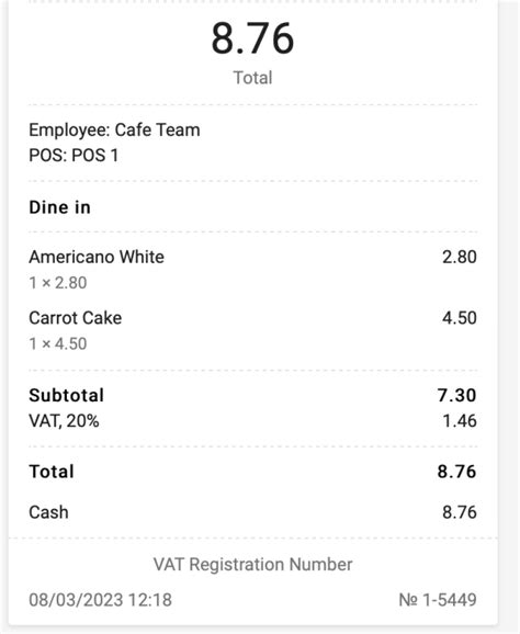 How Can I Write On The Receipt VAT 20 And The Amount Of VAT Next To This Receipts Loyverse