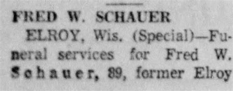 Fred W Schauer Obituary Part 1 ™