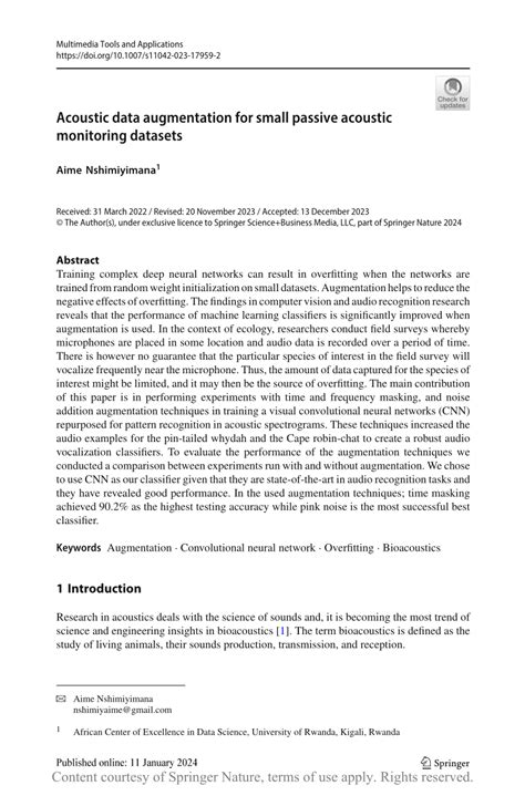Acoustic Data Augmentation For Small Passive Acoustic Monitoring Datasets