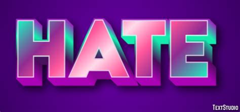 Hate Purple Green And Pink 3D Text Effect Generator