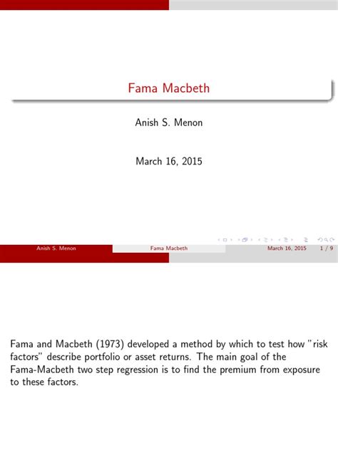 Fama Macbeth Pdf Standard Error Errors And Residuals