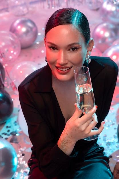 Premium Photo High Angle Girl Holding Drink