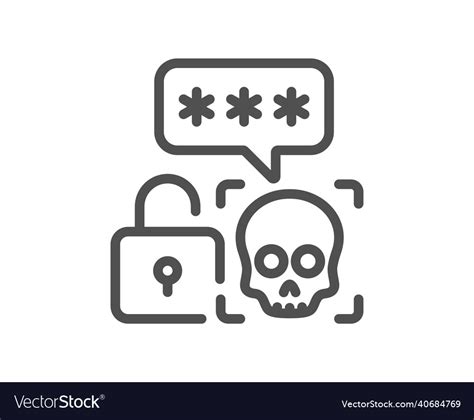 Cyber Attack Line Icon Ransomware Threat Sign Vector Image