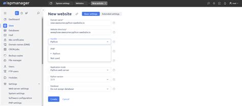 Python In Ispmanager Add Sites With The Django Framework Or Work With APIs And Utilities Right