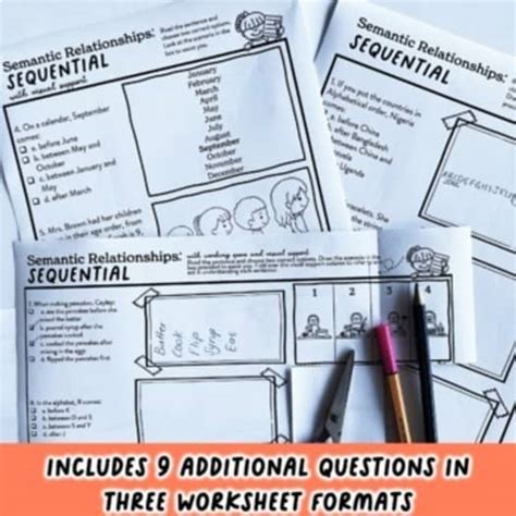 Sequential Semantic Relationships Boom Card Interactive Pdf Worksheet Easel