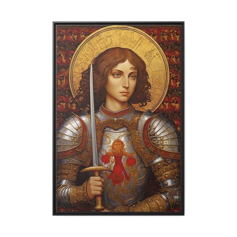 St Joan Of Arc Icon Style Portrait Print On Canvas Joan Etsy