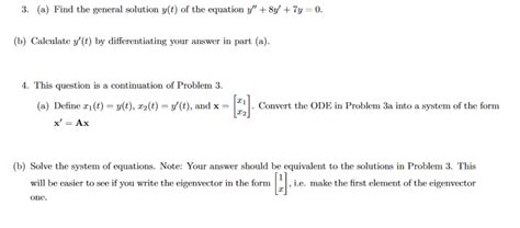 solved 3 a find the general solution y t of the equation