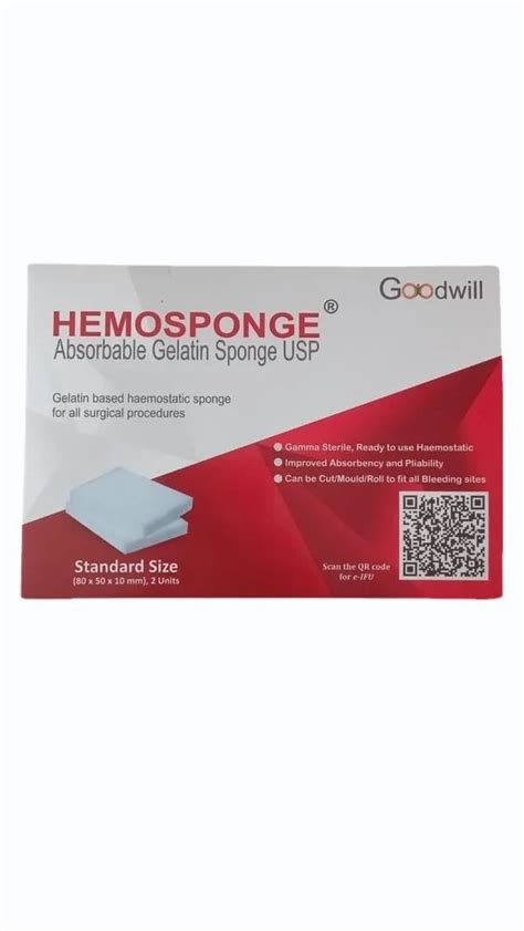 Cotton Blue Absorbable Gelatin Sponge For Hospital Sponge Size 80mm