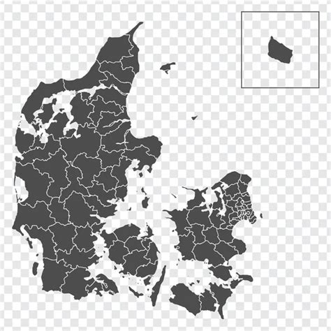 Mapa En Blanco De Dinamarca En Gris Mapa De Las Divisiones Administrativas De Dinamarca Alto