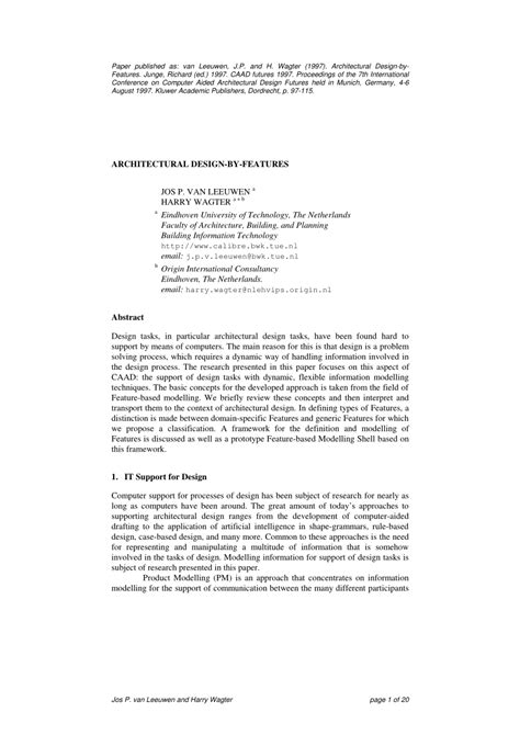Pdf Architectural Design By Features