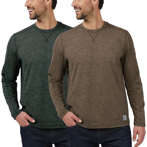 Rugged Elements Mens 2 Pack Sueded Long Sleeve Crew Tee Shirts Black