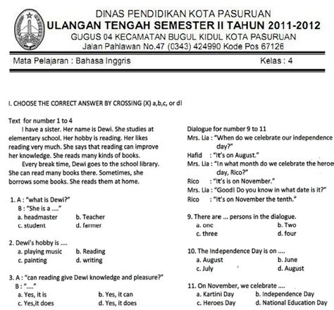 Soal Bahasa Arab Pilihan Ganda