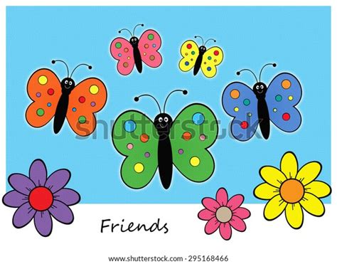 Friends Butterfly Smiles Stock Illustration 295168466