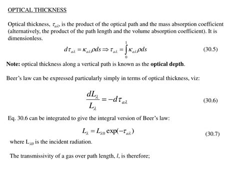Ppt Absorption Beers Law Optical Thickness Examples Powerpoint