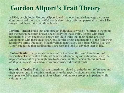 Ppt Gordon Allport S Trait Theory Powerpoint Presentation Id 6600976