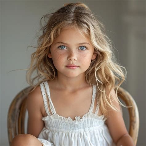 An French Young Girl In A Solid White Background Wallpaper Premium Ai