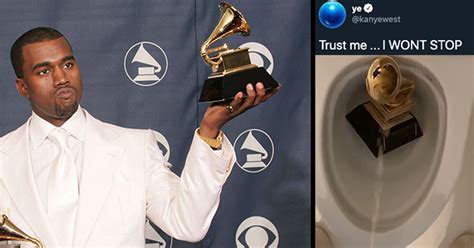 Kanye West Pees On A Grammy Award Eww Video Ebaums World