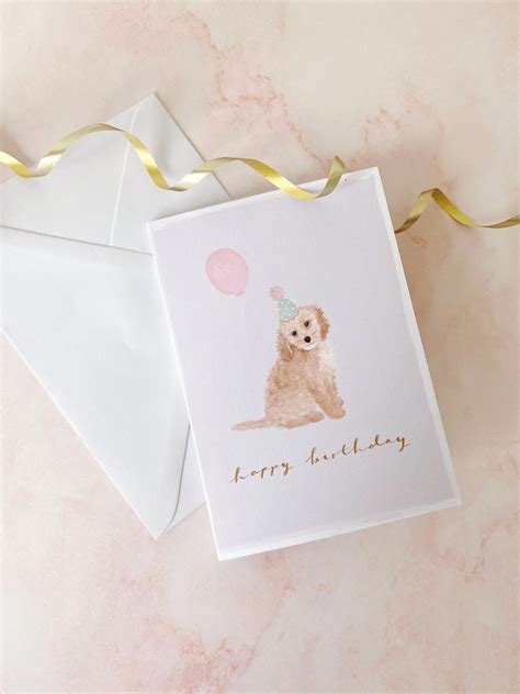 Cavapoo Birthday Card Red Cockapoo Birthday Card Apricot Etsy