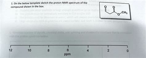 Solved On The Below Template Sketch The Proton Nmr Spectrum Of The