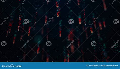 Abstract Particles Glow Twinkle And Rotate Glitter Meteor Shower Stock