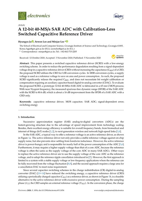 Pdf A 12 Bit 40 Mss Sar Adc With Calibration Less Switched
