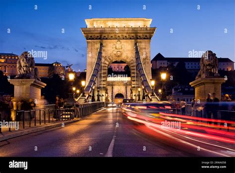 Szechenyi Chain Bridge Hungarian Szechenyi Lanchid By Night In The