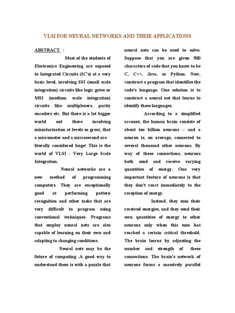 Vlsi For Neural Networks And Their Applications Pdf Artificial Neural Network Parallel