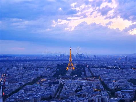 Ariel View Of Paris And The Eiffel Tower Paris France Editorial Stock Photo Image Of Morning
