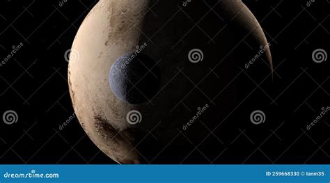 Orcus Dwarf Planet In Orbit With Pluto At Background Stock Illustration