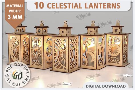 Celestial Lanterns Laser Cut Bundle · Creative Fabrica