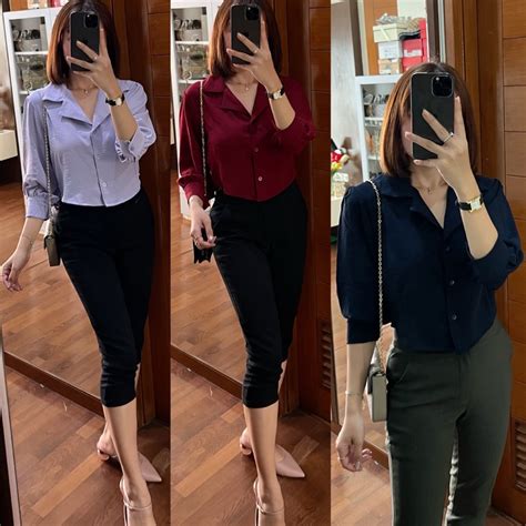 Jual ATASAN KEMEJA CROP WANITA CRINCLE BAJU CROP TOP KERAH KEMEJA KERJA