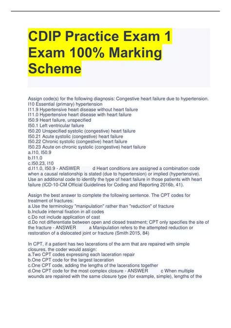 CDIP Practice Exam 1 Exam 100 Marking Scheme CDIP Practice Stuvia US