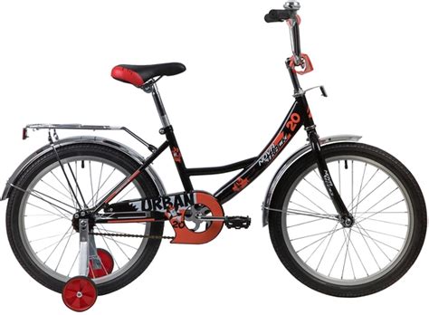 Велосипед NOVATRACK 20" URBAN чёрный, защита А-тип, тормоз нож, крылья ...