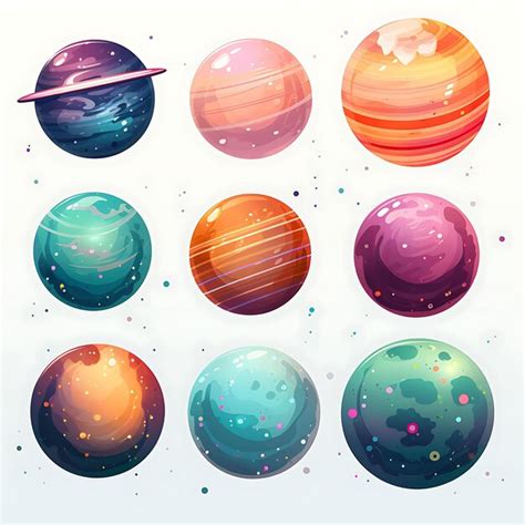Premium Ai Image Planet Galaxy Universe Orbs 2d Flat Vector Style 47