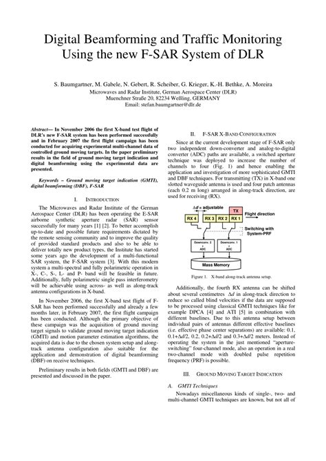 Pdf Digital Beamforming And Traffic Monitoring Using The New Fsar