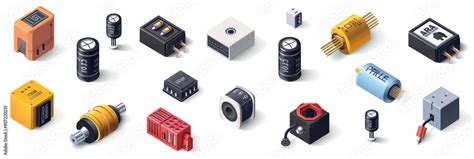 Diverse Capacitor Configurations In Isometric View A Visual Layout Of Electronic Component