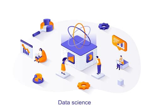 Premium Vector Data Science Isometric Web Concept People Working With