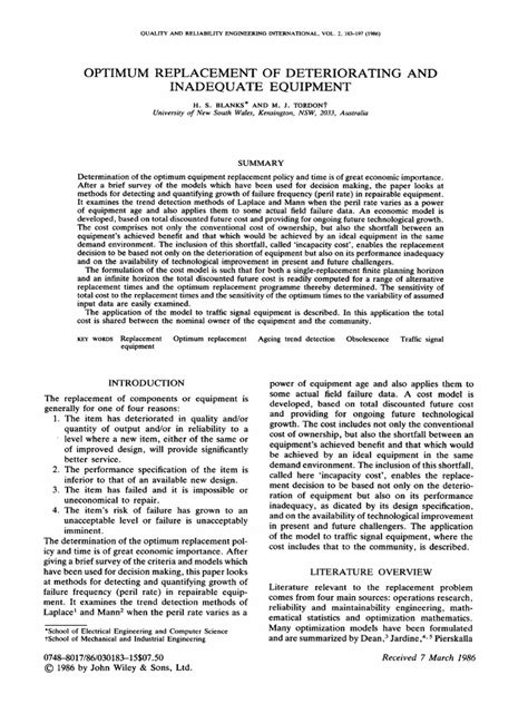 Optimum Replacement Of Deteriorating And Pdf