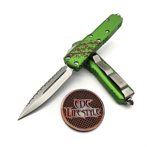 Microtech Utx 85 232 12z Zombietech Stonewash Double Edge Full Serrated