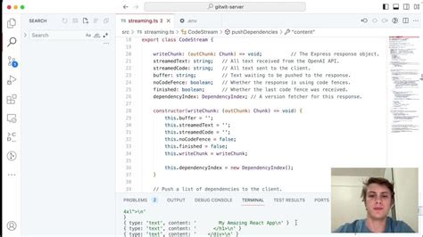 Our Code Generation Streaming Server Running And Testing With Openai