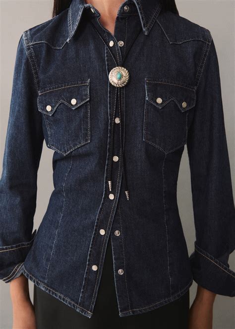 Chest Pocket Denim Shirt Women Mango Usa