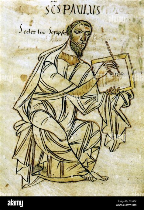 Saint Paul Writing From An Early 9th Century Manuscript Version Of