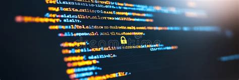 Secure Software Development Code On Screen With Padlock Symbol