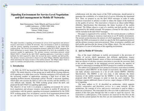 Pdf Signaling Environment For Service Level Negotiation And Qos Management In Mobile Ip Networks