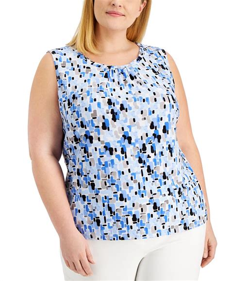Kasper Plus Size Printed Sleeveless Top Macys