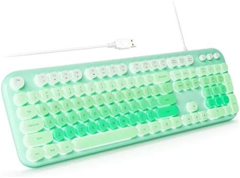 Iroboosta Retro Typewriter Blue Keyboard Full Size 104 Keys Led Backlit Wired