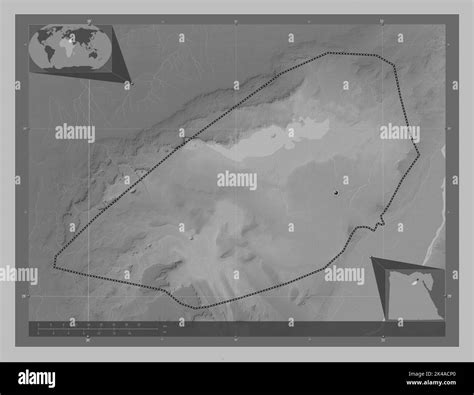 Al Fayyum Governorate Of Egypt Grayscale Elevation Map With Lakes And