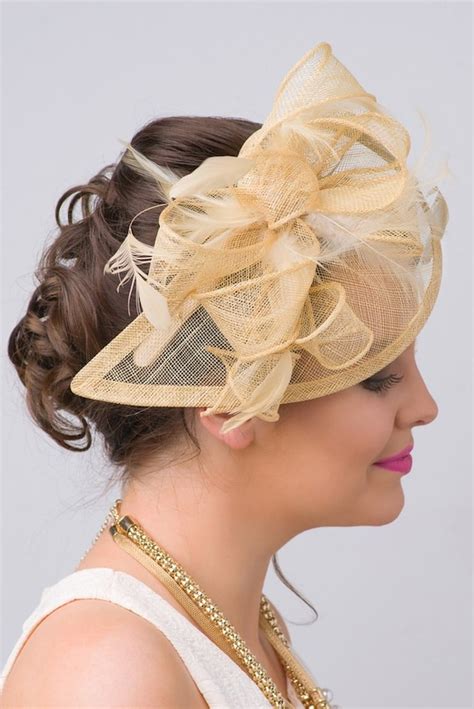 Champagne Gold Fascinator Penny Mesh Hat By Pippaandpearl On Etsy