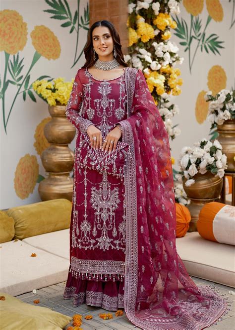 Kameez Trouser Embroidered Pakistani Wedding Dress Nameera By Farooq