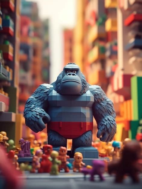 Premium Ai Image A Lego Gorilla With A Lego Figure On It